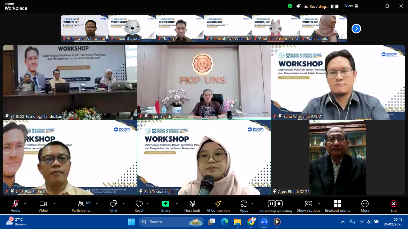 Workshop Optimalisasi Publikasi Ilmiah: Penulisan dan Pengelolaan Jurnal Ilmiah Bereputasi – S1 ...